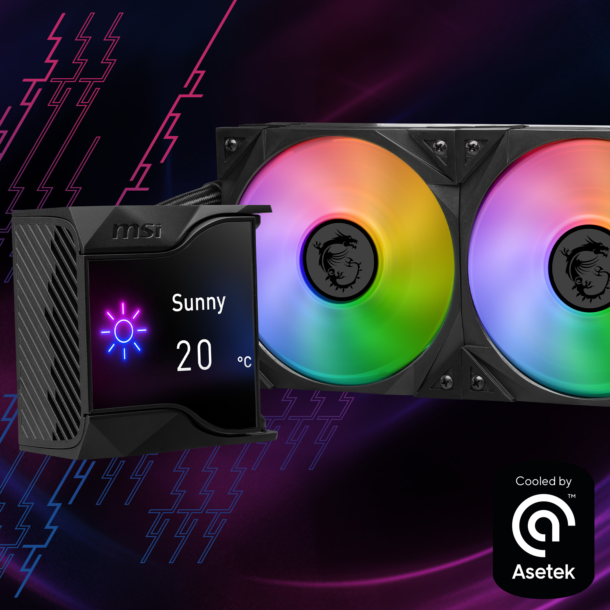 MSI MPG CoreLiquid D360 ARGB CPU Liquid Cooler - 2.4" IPS LCD Screen - 360mm Radiator - Triple ...